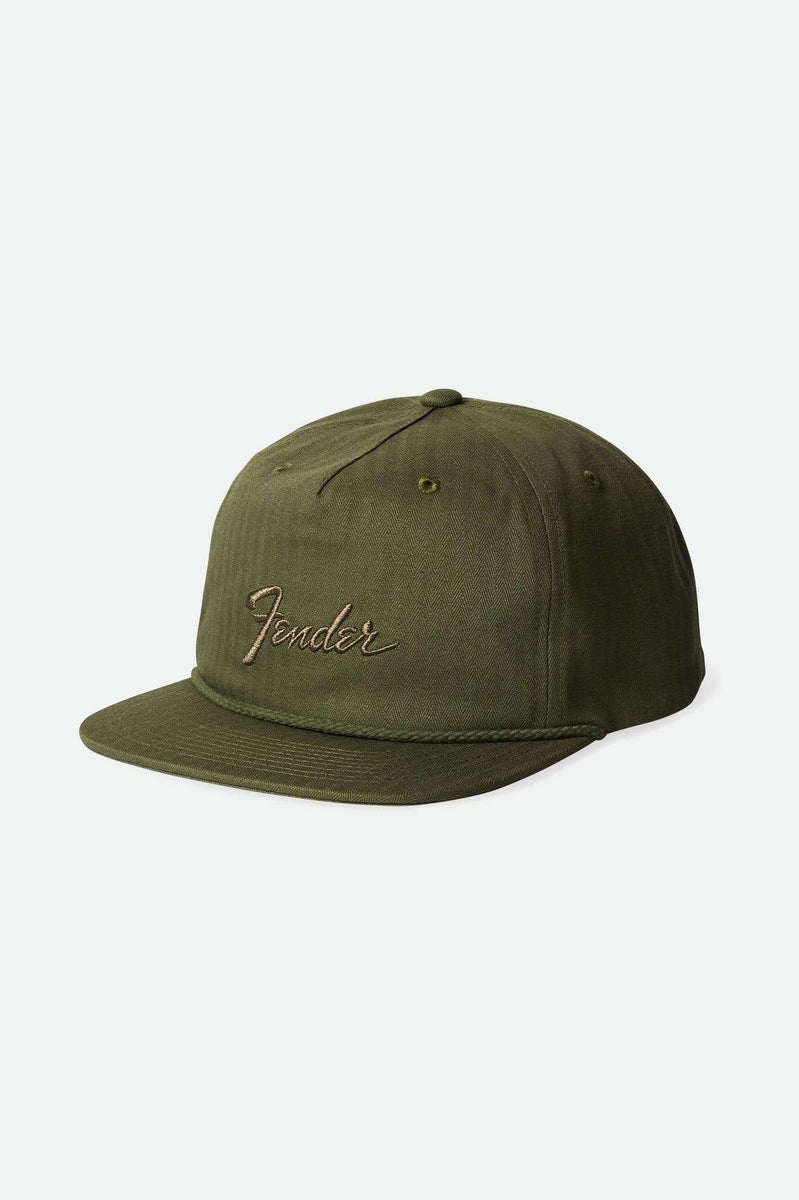 Brixton Unisex Fender Factory Netplus Snapback in color Olive Surplus