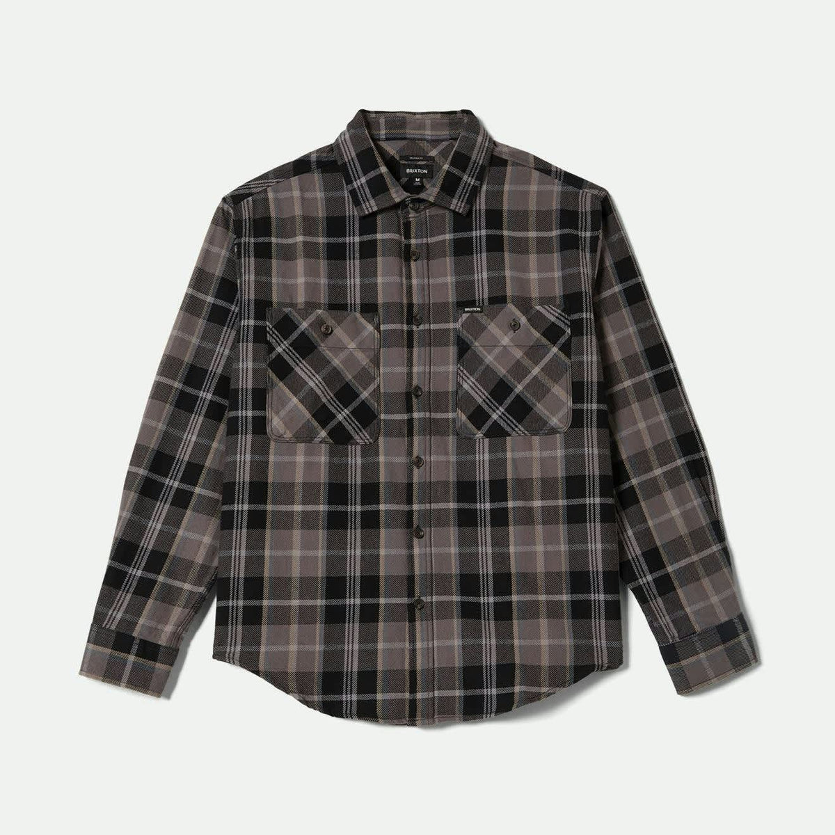 Men's Vintage Wash Flannel in Black/Charcoal Beige/Slate – Brixton