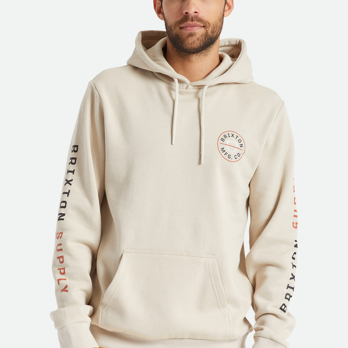 Crest Hood - Beige/Black/White – Brixton